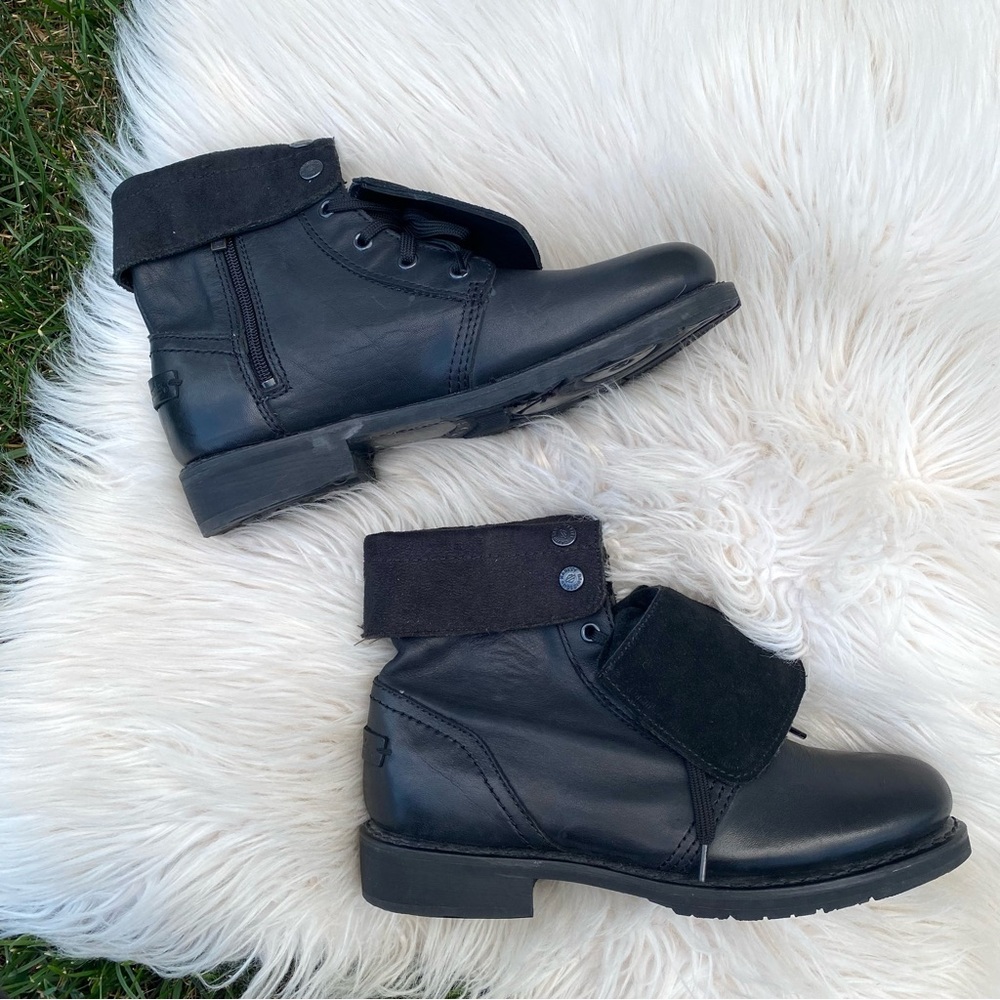Harley Davidson Motorcycle Fold Over Boots Black Leat… - Gem